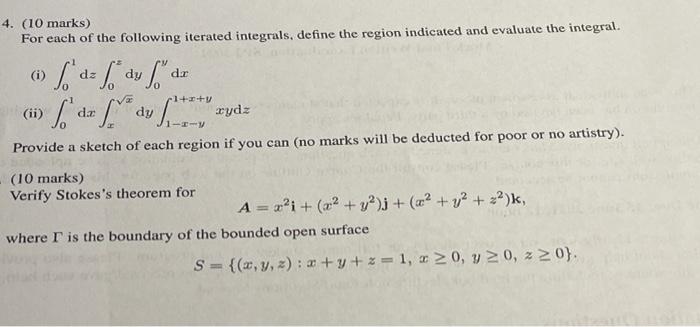 Solved 4. (10 marks) For each of the following iterated | Chegg.com