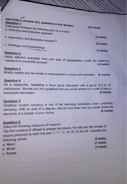 SECTION A (Answer ALL questions in this Section) | Chegg.com