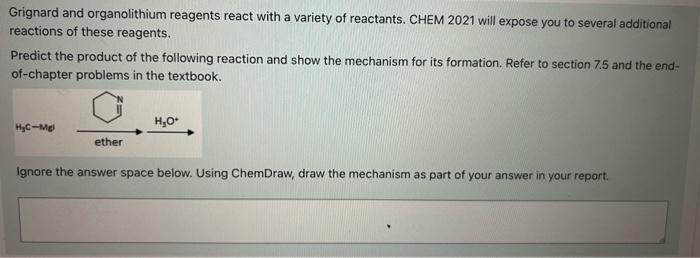 Solved Grignard and organolithium reagents react with a | Chegg.com