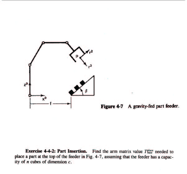 Figure 4-7 ﻿A gravity-fed part feeder.Exercise 4-4-2: | Chegg.com