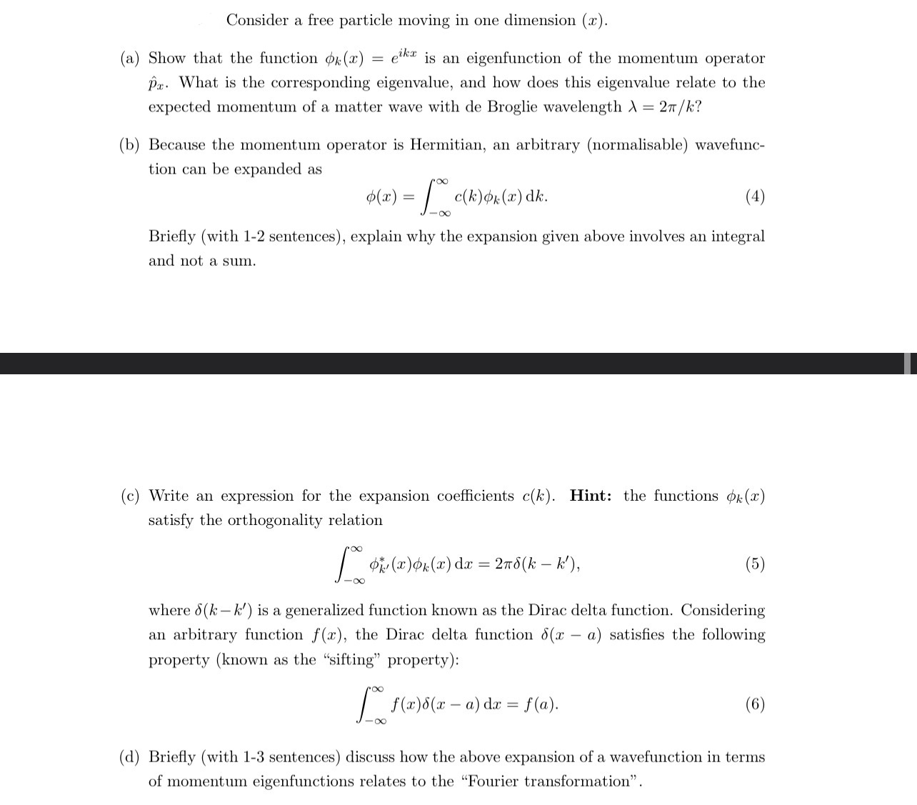 Solved Consider a free particle moving in one dimension | Chegg.com