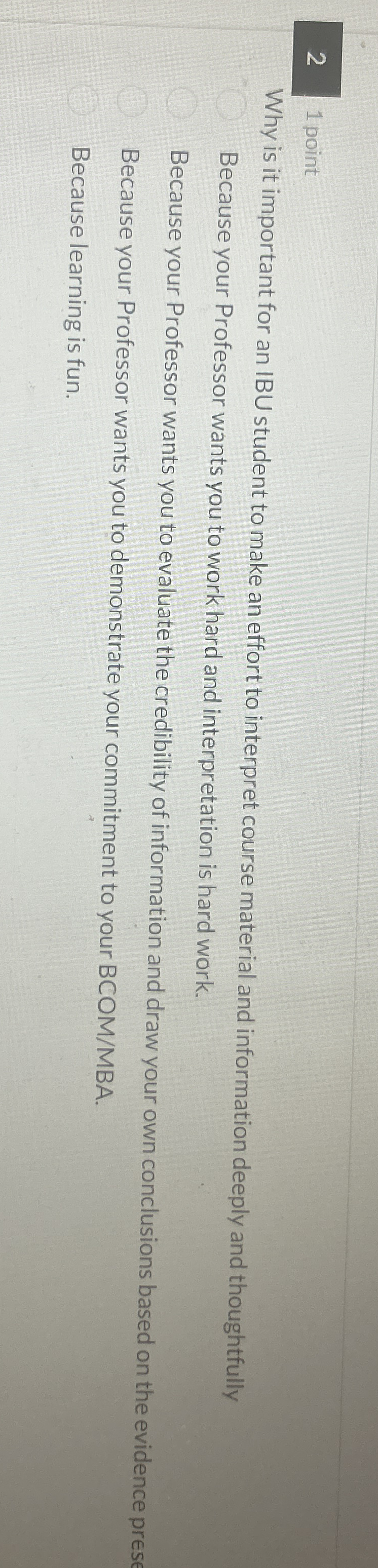 Solved 21 ﻿pointWhy is it important for an IBU student to | Chegg.com