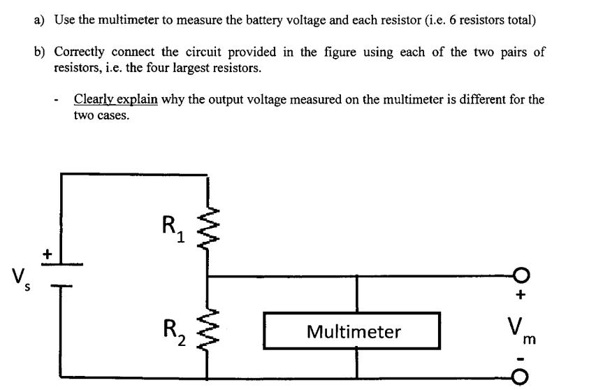 Solved a) ﻿Use the multimeter to measure the battery voltage | Chegg.com