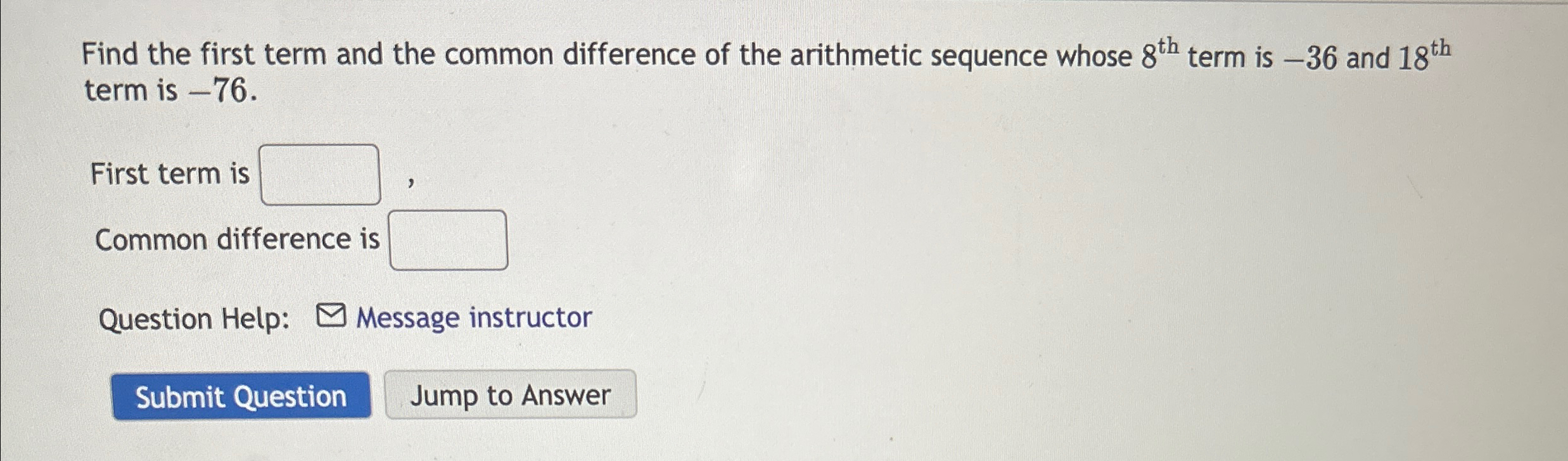 Find the first term and the common difference of the | Chegg.com