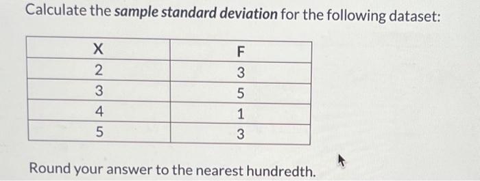 Solved Calculate the sample standard deviation for the | Chegg.com