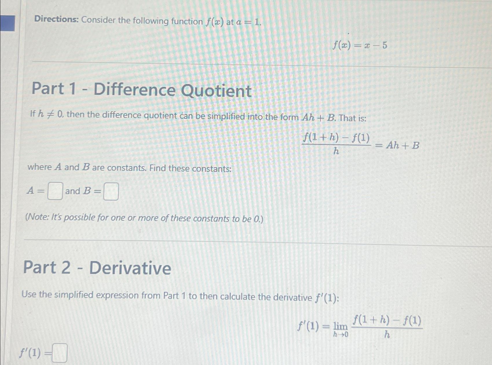 Solved Directions: Consider the following function f(x) at | Chegg.com