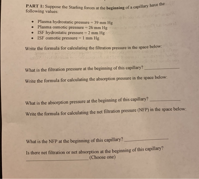Solved PART 1: Suppose the Starling forces at the beginning | Chegg.com