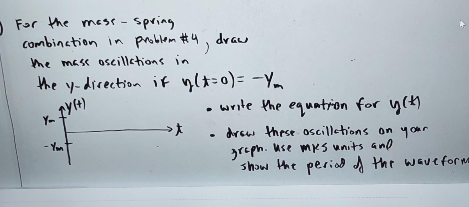 For the mass - spring combination in problem \#4, | Chegg.com