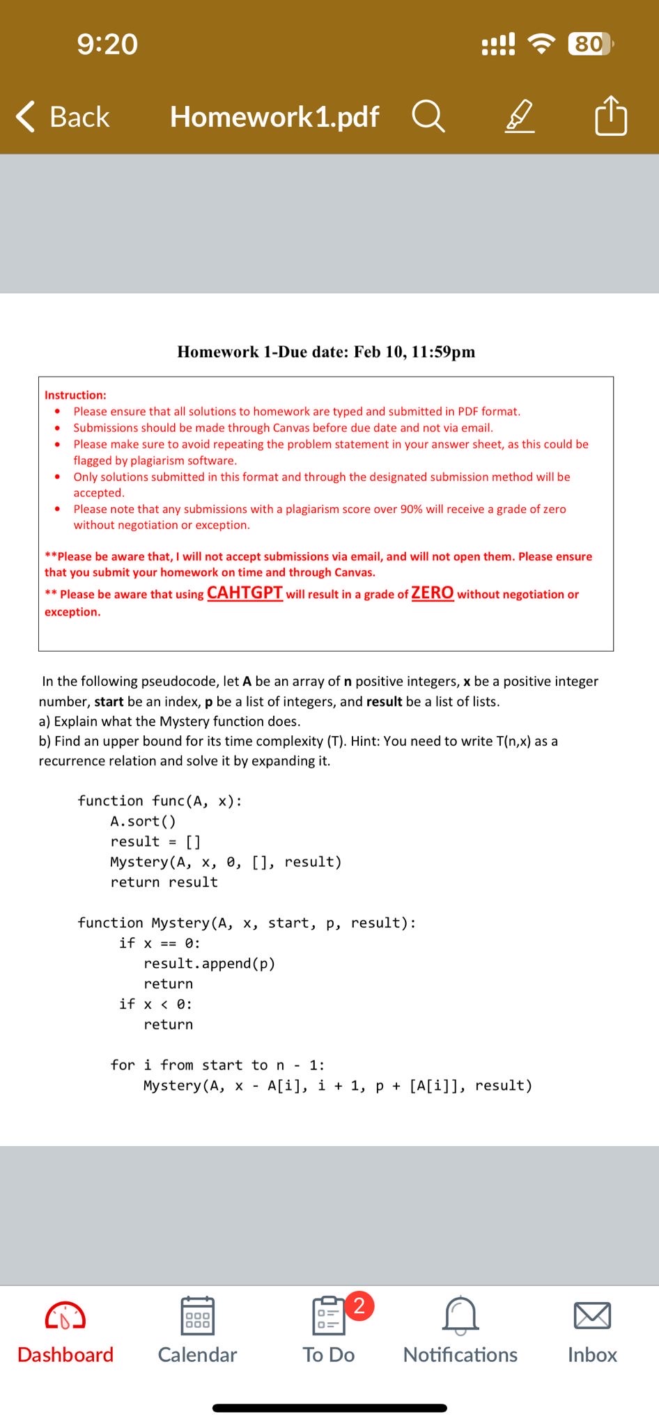 Solved 9:20\\nI\\nธ\\n80\\nBack Homework1.pdf\\nHomework | Chegg.com