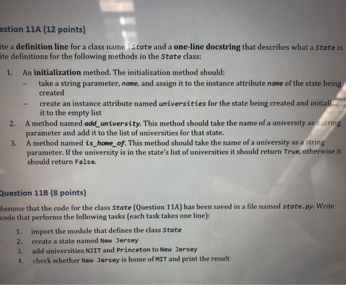 Solved estion 11A (12 points) te a definition line for a | Chegg.com