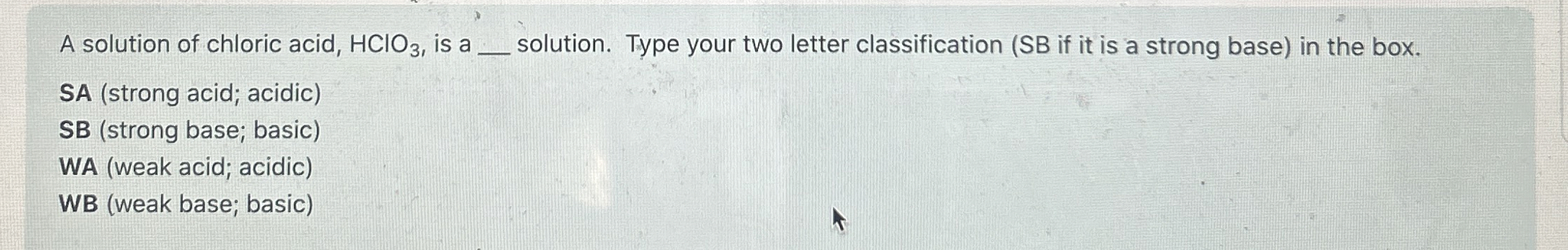 High Quality SOLUTION A solution of chloric acid, HClO3, ﻿is a q ...