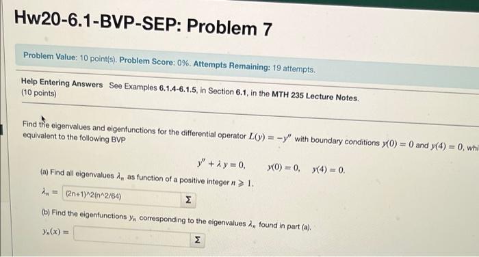 Solved Hw20-6.1-BVP-SEP: Problem 7 Problem Value: 10 | Chegg.com
