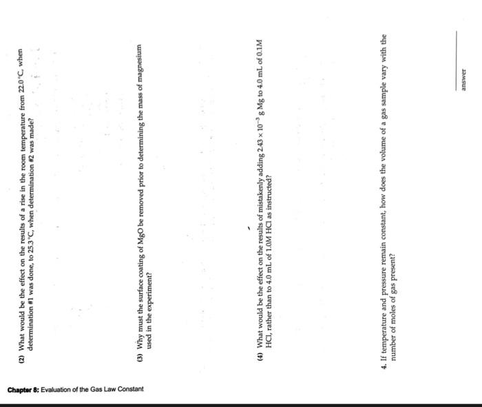 Solved Chapter 8: Evaluation of the Gas Law Constant | Chegg.com