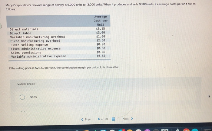 Solved Macy Corporation's relevant range of activity is | Chegg.com