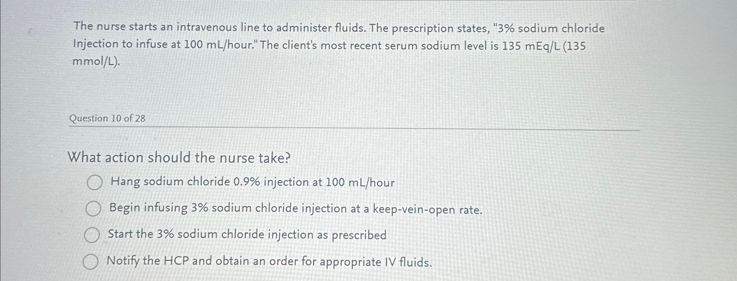 Solved The nurse starts an intravenous line to administer | Chegg.com