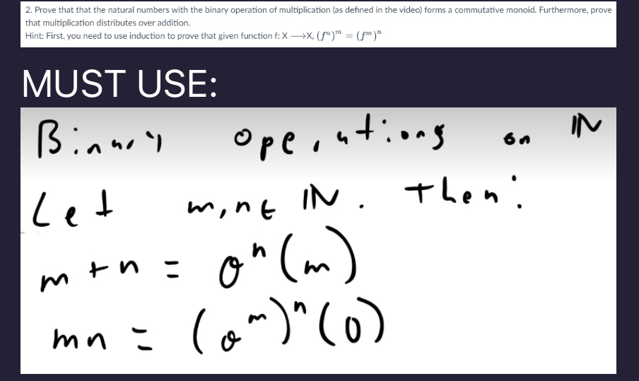 Solved MUST USE:Binnoy ope,ntions on Nm+n=θn(m)mn=(θm)n(0) | Chegg.com