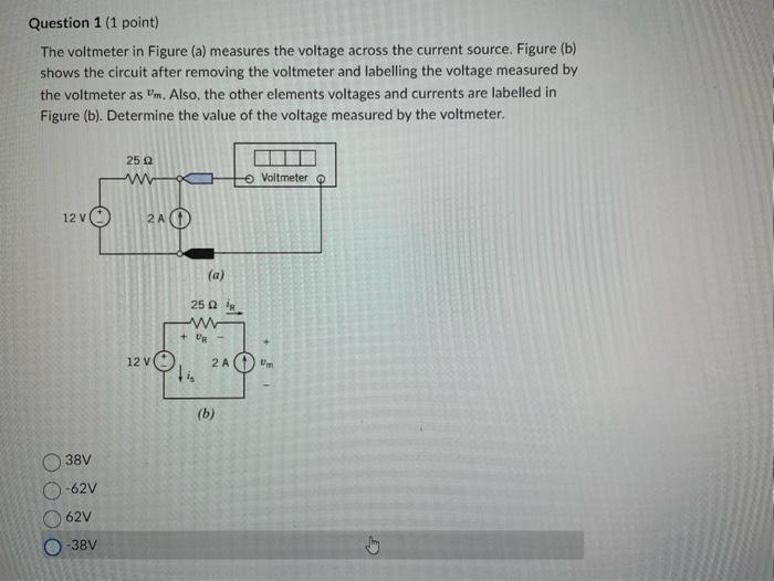 Solved The voltmeter in Figure (a) measures the voltage | Chegg.com