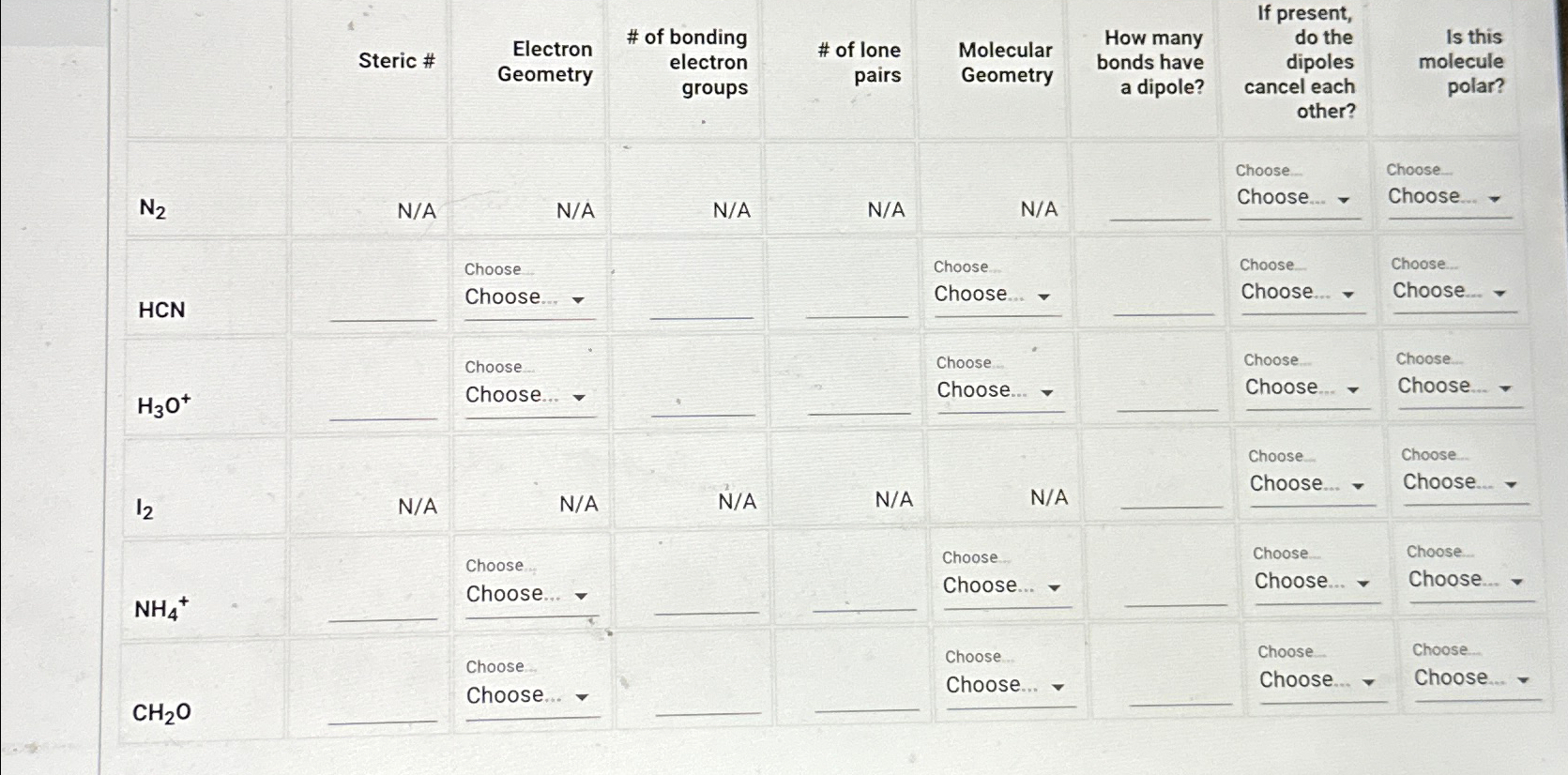 Solved \\\\table[[,Steric | Chegg.com