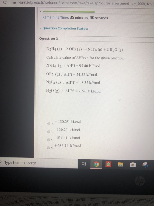 Solved N2H4 (g) + 2 OF2 (g) → N2F4 (g) + 2 H2O (g)Calculate | Chegg.com