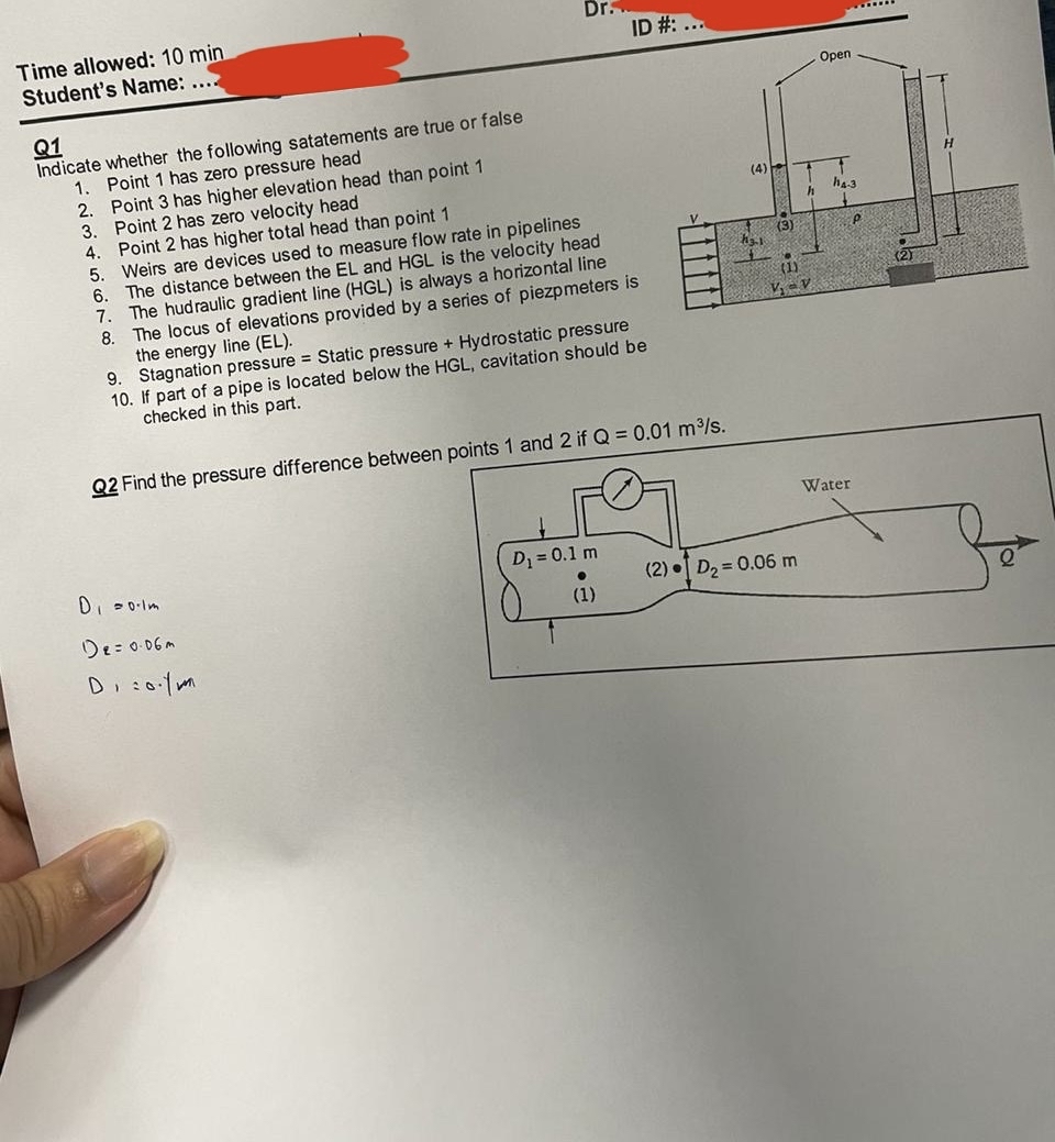 Solved Time allowed: 10 ﻿minStudent's Name:Q1Indicate | Chegg.com