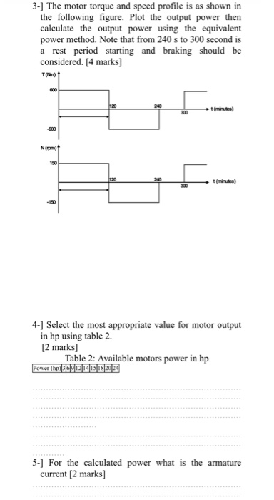 3-) The motor torque and speed profile is as shown in | Chegg.com