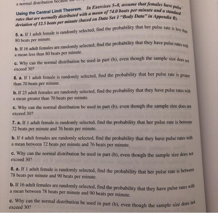 Solved Using the Central Limit Theorem. In Exercises 5-8, | Chegg.com
