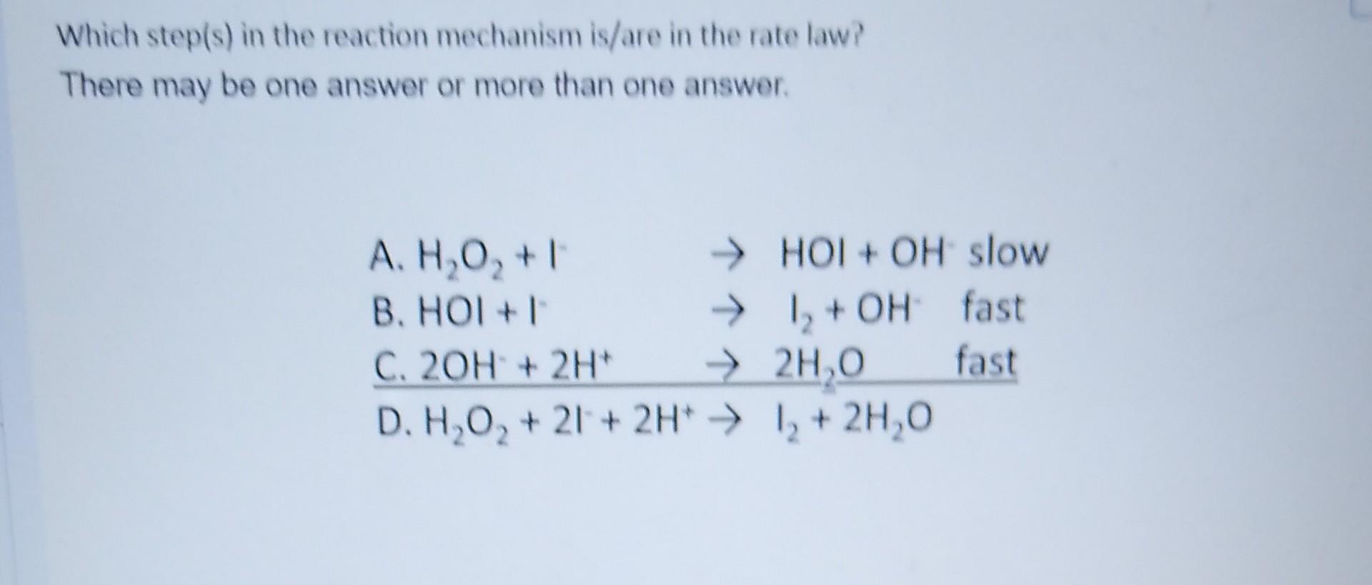 Solved Which step(s) in the reaction mechanism is/are in the | Chegg.com
