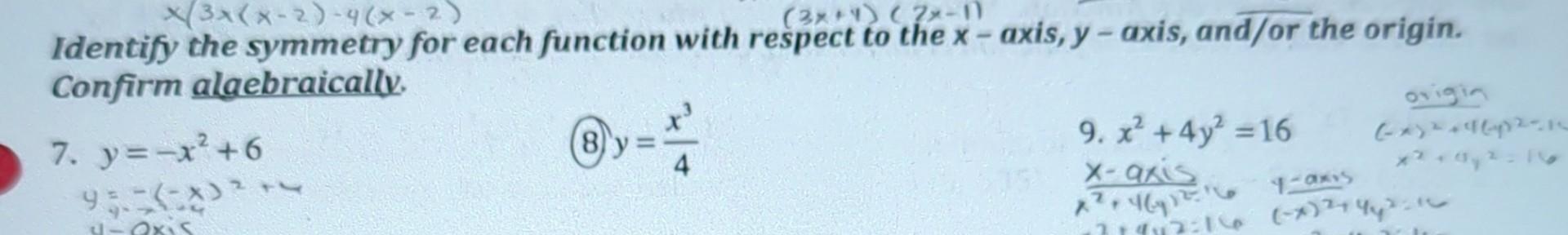 Solved Identify the symmetry for each function with respect | Chegg.com