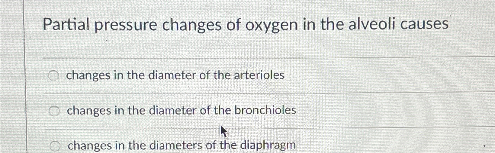 Solved Partial pressure changes of oxygen in the alveoli | Chegg.com