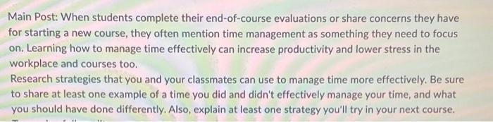 Solved Main Post: When students complete their end-of-course | Chegg.com