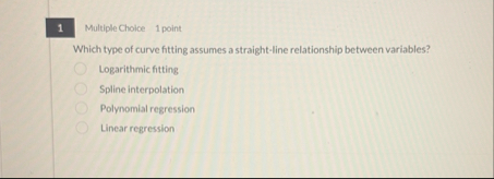 Solved 1Multiple Choice 1 ﻿pointWhich type of curve fitting | Chegg.com