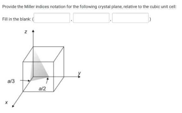Provide the Miller indices notation for the following | Chegg.com