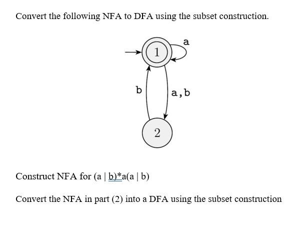 Solved Convert the following NFA to DFA using the subset | Chegg.com