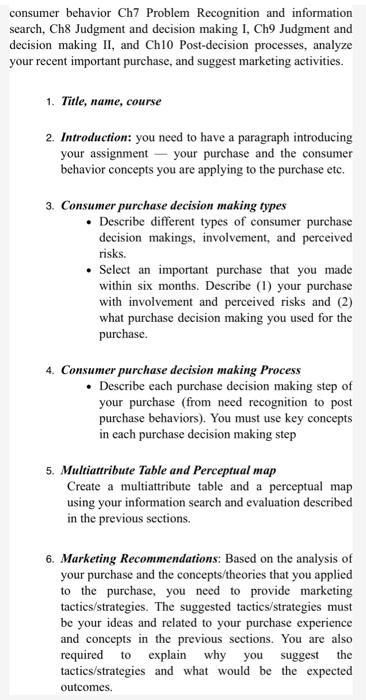 Solved consumer behavior Ch7 Problem Recognition and | Chegg.com