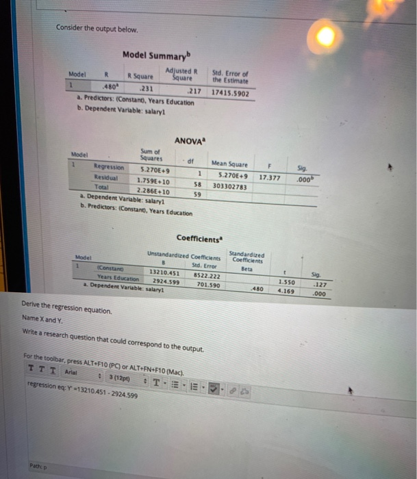Solved Consider the output below. Model Summary Adjusted | Chegg.com