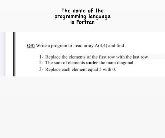 Solved The name of the programming language is Fortran Q3) | Chegg.com
