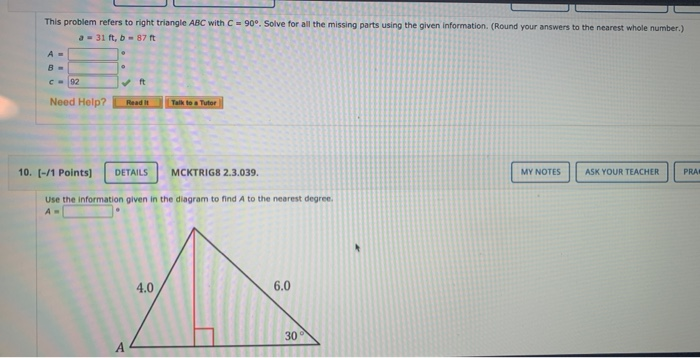 Solved This problem refers to right triangle ABC with C = | Chegg.com