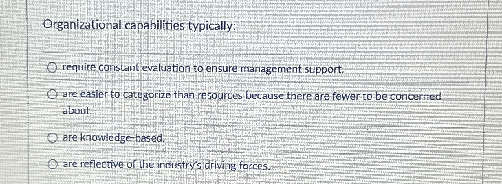 Solved Organizational capabilities typically:require | Chegg.com