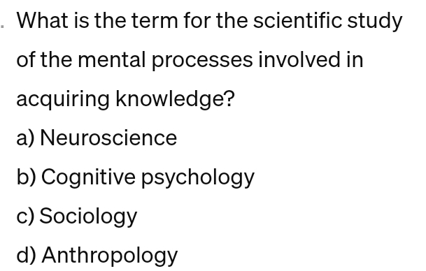 Solved What is the term for the scientific study of the | Chegg.com