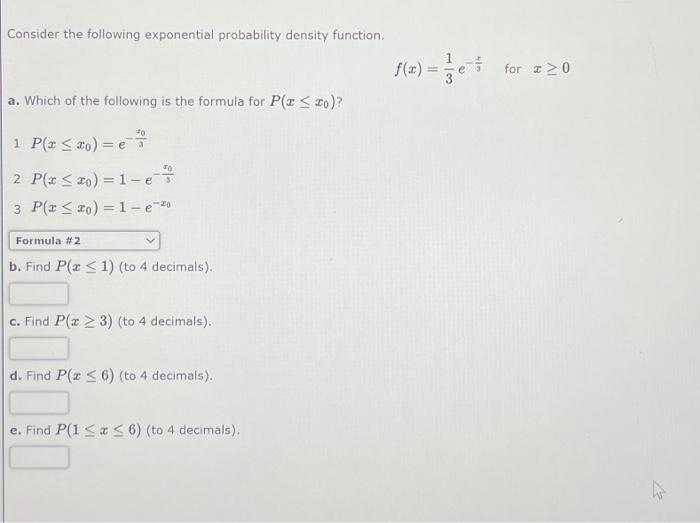 Solved Consider the following exponential probability | Chegg.com