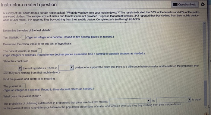 Solved Instructor-created question Question Help A survey of | Chegg.com