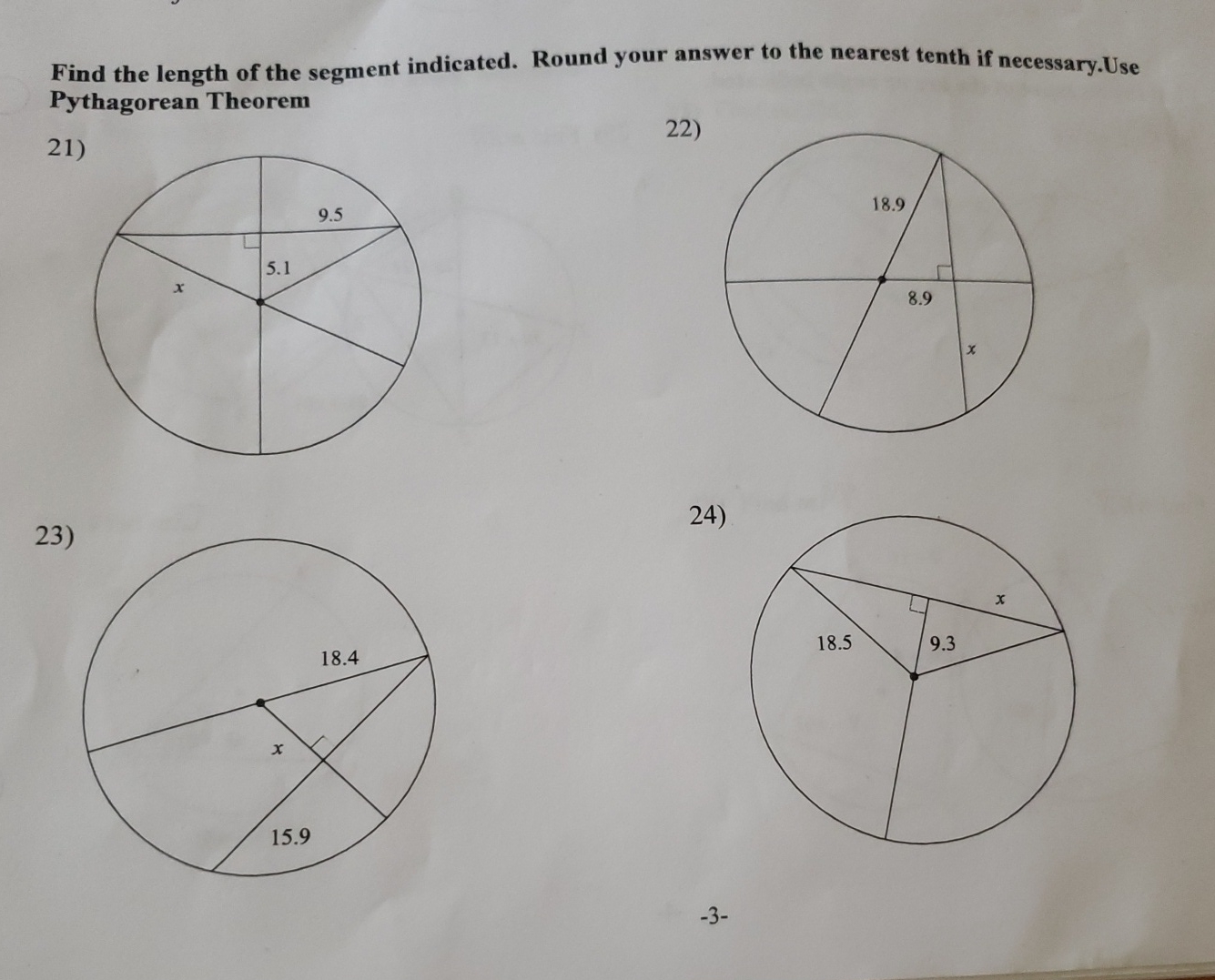 Solved Find the length of the segment indicated. Round your | Chegg.com