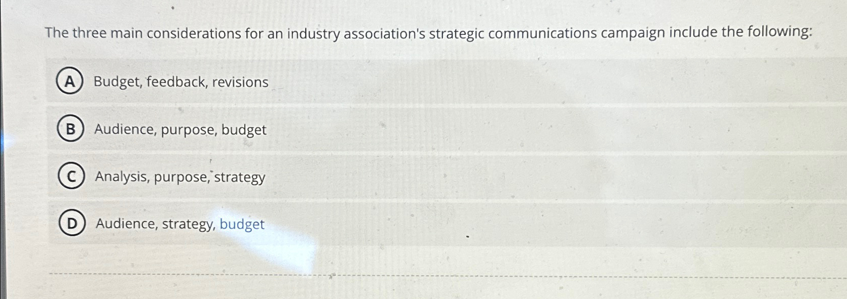 Solved The three main considerations for an industry | Chegg.com