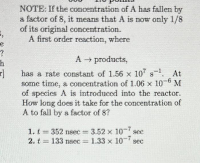 Solved NOTE: If the concentration of A has fallen by a | Chegg.com