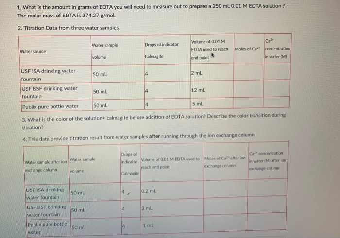 1. What is the amount in grams of EDTA you will need | Chegg.com