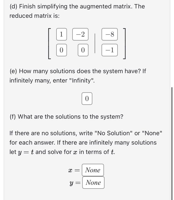 Solved Solve the following system using augmented matrix | Chegg.com