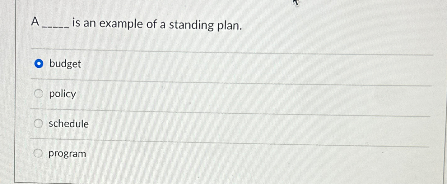 Solved A is an example of a standing | Chegg.com