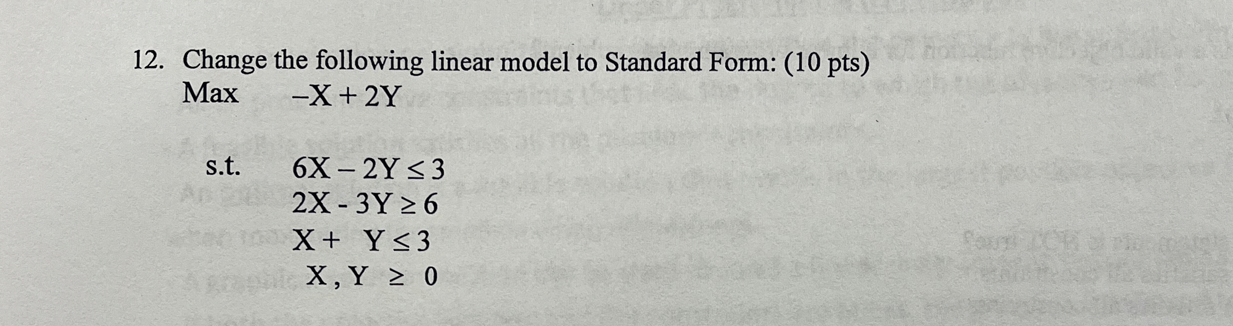 Change the following linear model to Standard Form: | Chegg.com