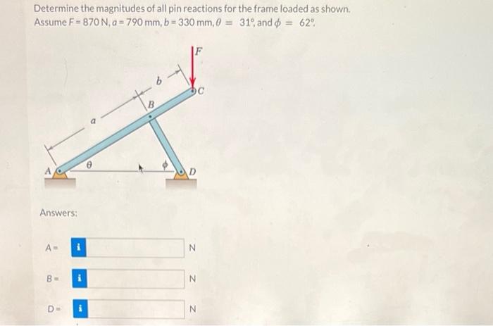 Solved Determine the magnitudes of all pin reactions for the | Chegg.com