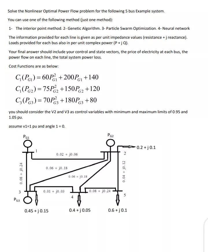 Solve the Nonlinear Optimal Power Flow problem for | Chegg.com